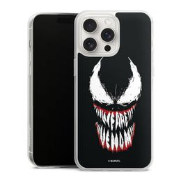 DeinDesign iPhone 15 Pro Max Handy Silikon H&uuml;lle Case transparent Handyh&uuml;lle Venom Marvel Official Licensed Product Silikon Case