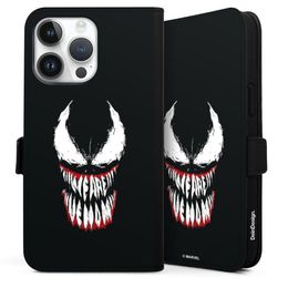 DeinDesign iPhone 14 Pro Max Handy Klapph&uuml;lle Handyh&uuml;lle aus Kunst Leder schwarz Flip Case Venom Marvel Official Licensed Product Sideflip mit Lasche