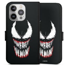 DeinDesign iPhone 14 Pro Handy Klapph&uuml;lle Handyh&uuml;lle aus Kunst Leder schwarz Flip Case Venom Marvel Official Licensed Product Sideflip mit langer Lasche