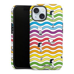 DeinDesign iPhone 15 Handy Panzer Handyh&uuml;lle robuste Outdoor H&uuml;lle Schutzh&uuml;lle matt Snoopy Muster Peanuts Tough Case