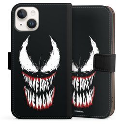 DeinDesign iPhone 14 Handy Klapph&uuml;lle Handyh&uuml;lle aus Kunst Leder schwarz Flip Case Venom Marvel Official Licensed Product Sideflip mit Lasche
