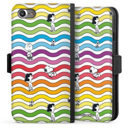DeinDesign iPhone SE (2020) Handy Klapph&uuml;lle Handyh&uuml;lle aus Kunst Leder schwarz Flip Case Muster Peanuts Snoopy Sideflip mit Lasche
