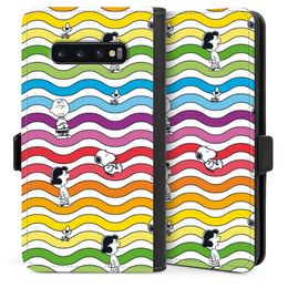 DeinDesign Galaxy S10 Plus Handy Klapph&uuml;lle Handyh&uuml;lle aus Kunst Leder schwarz Flip Case Snoopy Muster Peanuts Sideflip mit Lasche
