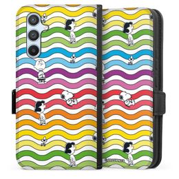 DeinDesign Galaxy A54 5G Handy Klapph&uuml;lle Handyh&uuml;lle aus Kunst Leder schwarz Flip Case Snoopy Muster Peanuts Sideflip mit Lasche