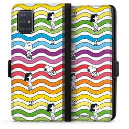 DeinDesign Galaxy A51 Handy Klapph&uuml;lle Handyh&uuml;lle aus Kunst Leder schwarz Flip Case Snoopy Muster Peanuts Sideflip mit Lasche