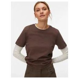 V&eacute;ro Moda Kurzarmshirt VERO MODA "VMPAULINA SS T-SHIRT GA JRS NOOS", Damen, Gr. M, chocolate martini, Jersey, Obermaterial: 100% Baumwolle, unifarben, normal, Rundhals, Shirts, Baumwolle, regular fit