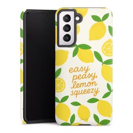 DeinDesign Galaxy S21 5G Handy Panzer Handyh&uuml;lle robuste Outdoor H&uuml;lle Schutzh&uuml;lle matt Spruch Statement Lemon Tough Case
