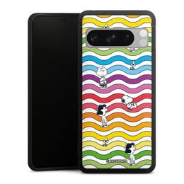 DeinDesign Google Pixel 8 Pro Handy Premium Silikon H&uuml;lle Handyh&uuml;lle schwarz Case Snoopy Muster Peanuts Silikon Premium Case