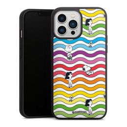 DeinDesign iPhone 13 Pro Max Handy Premium Silikon H&uuml;lle Handyh&uuml;lle schwarz Case Snoopy Muster Peanuts Silikon Premium Case