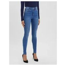 V&eacute;ro Moda High-waist-Jeans VERO MODA "VMSOPHIA HR SKINNY J GU3112", Damen, Gr. XS (34), L&auml;nge 32, blau (medium blau denim), Denim/Jeans, Obermaterial: 64% Baumwolle, 31% Polyester, 3% Viskose, 2% Elasthan, Basic, Jeans High-Waist-Jeans