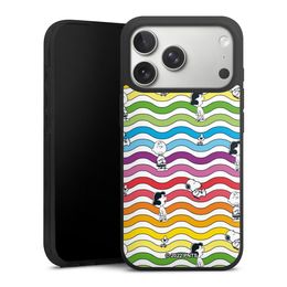 DeinDesign iPhone 17 Pro Max Handy Premium Silikon H&uuml;lle Handyh&uuml;lle schwarz Case Snoopy Muster Peanuts Silikon Premium Case