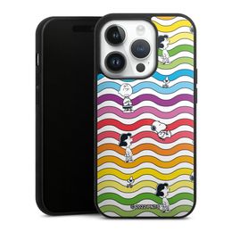 DeinDesign iPhone 14 Pro Handy Gallery Case Handyh&uuml;lle 9H Geh&auml;rtetes Glas R&uuml;ckseite H&uuml;lle Snoopy Muster Peanuts Gallery Case