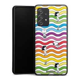 DeinDesign Galaxy A52 Handy Premium Silikon H&uuml;lle Handyh&uuml;lle schwarz Case Snoopy Muster Peanuts Silikon Premium Case