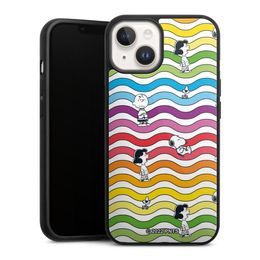 DeinDesign iPhone 14 Handy Gallery Case Handyh&uuml;lle 9H Geh&auml;rtetes Glas R&uuml;ckseite H&uuml;lle Snoopy Muster Peanuts Gallery Case