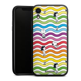 DeinDesign iPhone Xr Handy Premium Silikon H&uuml;lle Handyh&uuml;lle schwarz Case Snoopy Muster Peanuts Silikon Premium Case