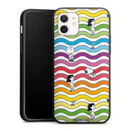 DeinDesign iPhone 12 Handy Premium Silikon H&uuml;lle Handyh&uuml;lle schwarz Case Snoopy Muster Peanuts Silikon Premium Case
