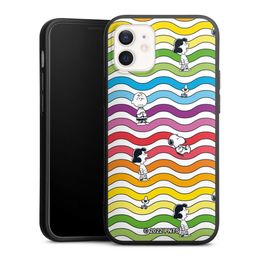 DeinDesign iPhone 12 mini Handy Premium Silikon H&uuml;lle Handyh&uuml;lle schwarz Case Snoopy Muster Peanuts Silikon Premium Case