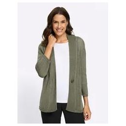 Strickjacke Inspirationen, Damen, Gr. 50, khaki, 100% Polyacryl, unifarben, Strickjacken Strickjacke