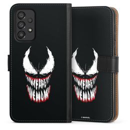 DeinDesign Galaxy A33 5G Handy Klapph&uuml;lle Handyh&uuml;lle aus Kunst Leder schwarz Flip Case Official Licensed Product Marvel Venom Sideflip mit langer Lasche