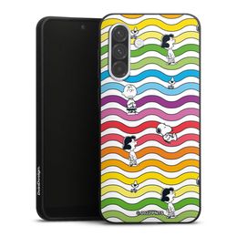 DeinDesign Galaxy A36 5G Handy Premium Silikon H&uuml;lle Handyh&uuml;lle schwarz Case Snoopy Muster Peanuts Silikon Premium Case