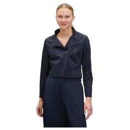 Jackenblazer Vera Mont "Damen mit Rei&szlig;verschluss", Damen, Gr. 34, blau (night sky), Cr&ecirc;pe, Obermaterial: 87% Polyester, 13% Elasthan; Futter: 100% Polyester, figurbetont kurz, asymmetrischer Ausschnitt, Blazer, Rei&szlig;verschluss