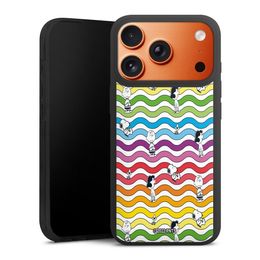 DeinDesign iPhone 17 Pro Handy Premium Silikon H&uuml;lle Handyh&uuml;lle schwarz Case Snoopy Muster Peanuts Silikon Premium Case