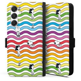 DeinDesign Galaxy A16 5G Handy Klapph&uuml;lle Handyh&uuml;lle aus Kunst Leder schwarz Flip Case Snoopy Muster Peanuts Sideflip mit Lasche