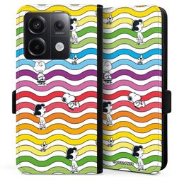 DeinDesign Xiaomi Redmi Note 13 Pro 5G Handy Klapph&uuml;lle Handyh&uuml;lle aus Kunst Leder schwarz Flip Case Snoopy Muster Peanuts Sideflip mit Lasche