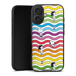DeinDesign iPhone 17 Handy Premium Silikon H&uuml;lle Handyh&uuml;lle schwarz Case Snoopy Muster Peanuts Silikon Premium Case
