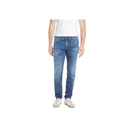Skinny-fit-Jeans Replay "Jeans Hyperflex ANBASS", Damen, Gr. 33, N-Gr, blau (mittelblau (medium blau)), Obermaterial: 85% Baumwolle CO. 10% Polyester PES. 5% Elasthan EL., Jeans