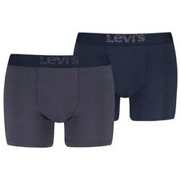 Levi's Boxershorts LEVI'S "LEVIS MEN OPT ILL BOXER BRIEF ORG CO 2P", Herren, Gr. L, blau, braun, Obermaterial: 95% Baumwolle, 5% Elasthan, k&ouml;rpernah, Unterhosen, mit breitem Logobund