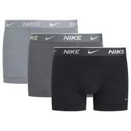 Trunk Nike UNDERWEAR "TRUNK 3PK", Herren, Gr. XL, 3 Stk., blk, iron gry, cool gry hi sh text wb, Jersey, Obermaterial: 95% Baumwolle, 3% sonstige Fasern, 2% Elasthan, unifarben, k&ouml;rpernah, Unterhosen, mit farbigem Nike Logo-Elastikbund