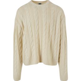 Fleecepullover Urban Classics "Urban Classics Herren Boxy Sweater", Herren, Gr. L, sand, 100% Polyacryl, unifarben, Rundhals, Sweatshirts Fleecepullover