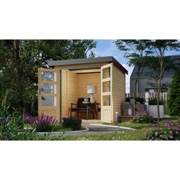 Gartenhaus Karibu "Jupiterino 2, in verschiedenen Farben", naturbelassen, graualuminium, ohne Fu&szlig;boden, Blechdach, Massivholz, Gartenh&auml;user, Gartenhaus