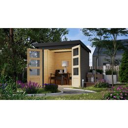 Gartenhaus Karibu "Jupiterino 2, in verschiedenen Farben", terragrau, anthrazit, ohne Fu&szlig;boden, Blechdach, Massivholz, Gartenh&auml;user, Gartenhaus