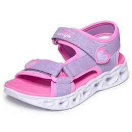 Skechers M&auml;dchen Sandale "HEART LIGHTS SANDALS", Gr. 29violett, Lederimitat, Glitzer, Schuhe, Sommerschuh mit Klettverschluss, Gr&ouml;&szlig;enschablone zum