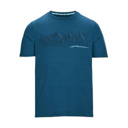 T-Shirt Killtec "MN TSHRT C", Herren, Gr. XL, ocean, Obermaterial: 92% Polyester, 8% Elasthan, Rundhals, Shirts T-Shirt, Schnelltrocknendes Herren T-Shirt mit Berg-Print und Melange-Optik
