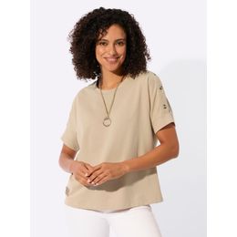 Sweatshirt Casual Looks, Damen, Gr. 38, beige, 50% Baumwolle, 50% Polyester, unifarben, Rundhals, Sweatshirts Sweatshirt