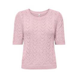 Kurzarmpullover Only "ONLSUNNY SS O-NECK KNT", Damen, Gr. M, pale lila, Strick, Obermaterial: 55% Polyacryl, 45% Nylon, unifarben, regular fit normal, Rundhals, Pullover, Kunstfaser, regular fit, Rundhals
