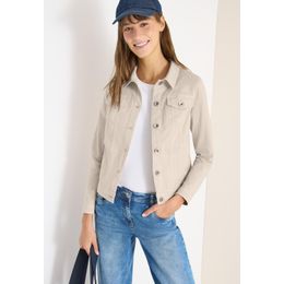Jeansjacke Cecil, Damen, Gr. XL (44), dust beige, Web, 98% Baumwolle, 2% Elasthan, unifarben, comfort fit normal, V-Ausschnitt, B&uuml;ndchen, Jacken Jeansjacke, aus Baumwolle mit Stretchanteil