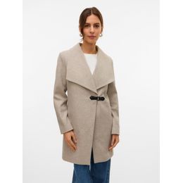 V&eacute;ro Moda Kurzmantel VERO MODA "VMPOP NATTIE COAT GA BOO", Damen, Gr. XS, silber (silber mink detail:melange), Web, Obermaterial: 100% Polyester, meliert, regular fit, V-Ausschnitt, M&auml;ntel Kurzmantel