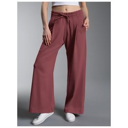 Jerseyhose TRIGEMA "TRIGEMA Wide Leg Hose", Damen, Gr. M, Normalgr&ouml;&szlig;en, mahagoni, Piqu&eacute;, 100% Baumwolle, Basic, Hosen Jerseyhose