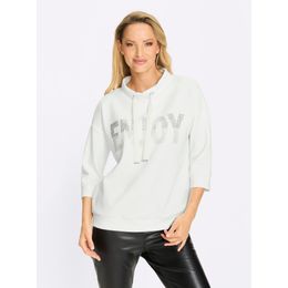 Sweatshirt Heine, Damen, Gr. 36, ecru, 50% Modal, 44% Polyester, 6% Elasthan, unifarben, Rundhals, Sweatshirts Sweatshirt