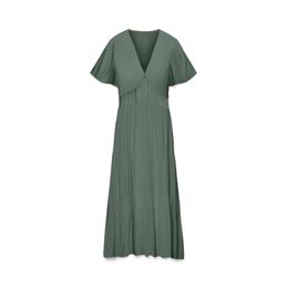 V&eacute;ro Moda Sommerkleid VERO MODA "VMMENNY SS 7/8 V-NECK DRESS WVN GA", Damen, Gr. M, N-Gr, laurel wreath, Web, Obermaterial: 100% Viskose, unifarben, wadenlang, V-Ausschnitt, Kleider Sommerkleid, Viskose