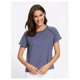 Rundhalsshirt Inspirationen "Rundhals-Shirt", Damen, Gr. 52, rauchblau, 100% Baumwolle, unifarben, Rundhals, Shirts Rundhalsshirt
