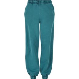 Jogginghose Urban Classics "Urban Classics Damen Ladies High Waist Stone Washed Sweat Pants", Herren, Gr. L, US-Gr&ouml;&szlig;en, watergr&uuml;n, 70% Baumwolle, 30% Polyester, unifarben, loose fit, Hosen Jogginghose