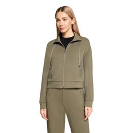 Sweatjacke Betty Barclay "Damen mit Rippenstruktur", Damen, Gr. 44, dusty olive, Sweatware, Obermaterial: 54% Viskose, 40% Polyester, 6% Elasthan, figurumspielend normal, Sweatjacken Sweatjacke