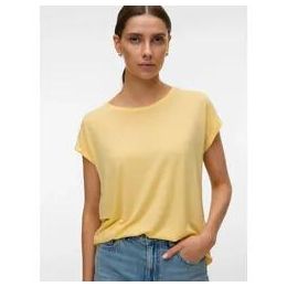 V&eacute;ro Moda Rundhalsshirt VERO MODA "VMAVA PLAIN SS TOP GAJRS NOOS", Damen, Gr. XS, golden haze, Jersey, Obermaterial: 95% Lyocell, 5% Elasthan, unifarben, regular fit normal, Rundhals, Shirts Rundhalsshirt, Materialmix, regular fit