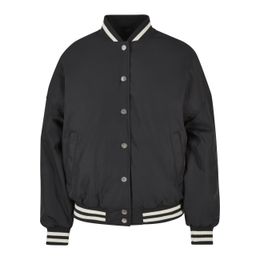 Anorak Urban Classics "Urban Classics Damen Ladies Oversized Recycled College Jacket", Damen, Gr. M, schwarz, 100% Polyester, mehrfarbig, oversize, amerikanischer Ausschnitt, Jacken