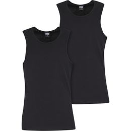 Tanktop Urban Classics "Urban Classics Ribbed Undershirt 2-Pack", Herren, Gr. XXL, schwarz, schwarz, 95% Baumwolle, 5% Elasthan, unifarben, normal, Tops Tanktop